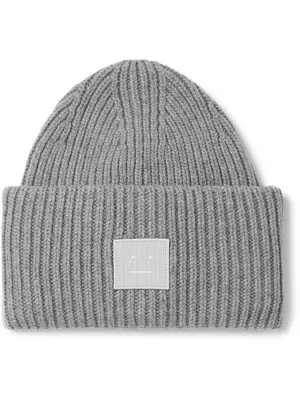 Acne Studios Logo-appliquéd Ribbed Wool Beanie
