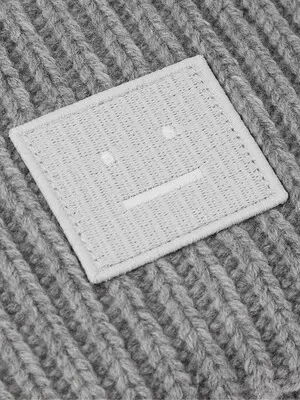 Acne Studios Logo-appliquéd Ribbed Wool Beanie