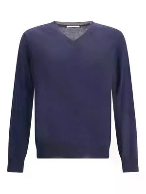 Brunello Cucinelli V-neck Long Sleeve Sweater - Blue
