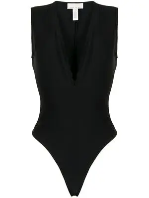 FLEUR DU MAL Margo Lace-trim Deep V-neck Bodysuit