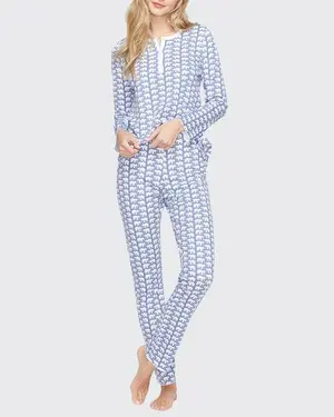 Roller Rabbit Hathi Animal Print Pajama Set - Blue