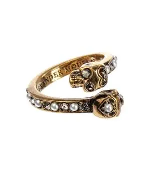 Alexander McQueen Embellished Brass Ring - Metallic