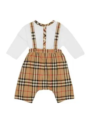 Burberry Burberry Baby Boy's Bertie 2-Piece Bodysuit & Dungarees Set - White  - White
