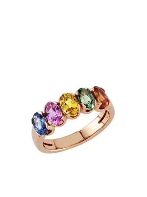 PRAGNELL 18kt Rose Gold Rainbow Sapphire Ring