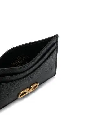 Valentino Garavani Vlogo Signature Leather Card Holder - Black