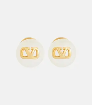 Valentino Garavani Vlogo Faux Pearl Stud Earrings - Gold