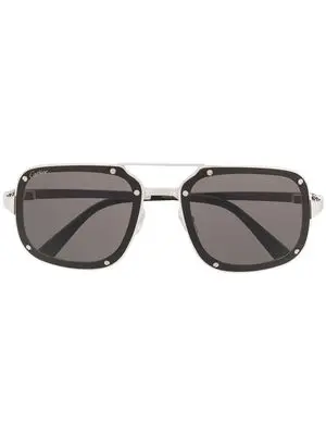 Cartier Santos De Square-frame Sunglasses - Silver
