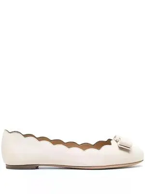 FERRAGAMO Varina Scalloped Ballerina Shoes - Neutrals
