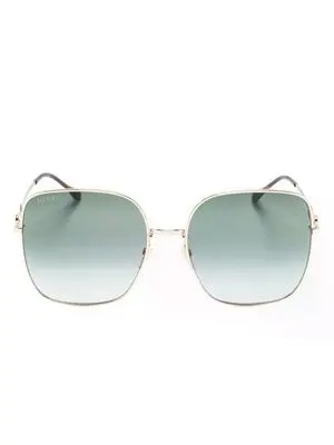 Gucci Horsebit Detail Square-frame Sunglasses - Gold
