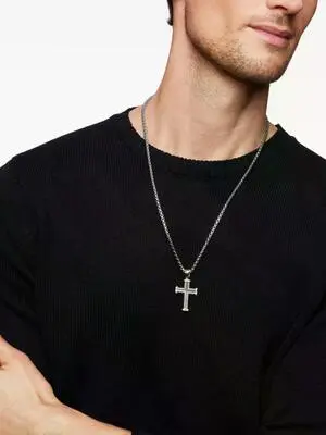 David Yurman Sterling Chevron Cross Diamond Pendant - Silver