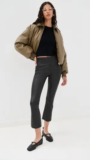 Sprwmn Leather Crop Flare Leggings