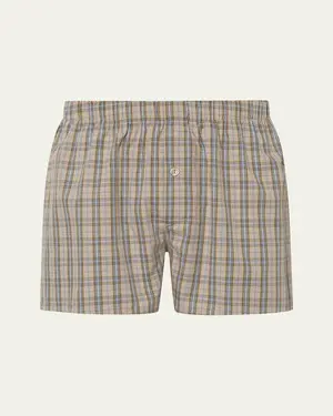 Hanro Fancy Woven Cotton Boxers Amber Check