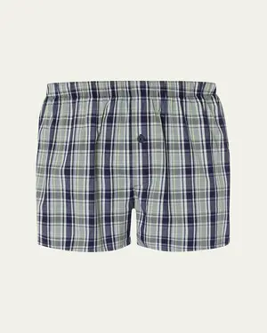 Hanro Fancy Woven Cotton Boxers Green Check