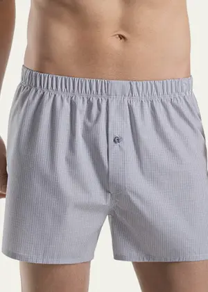 Hanro Fancy Woven Cotton Boxers Mineral Check