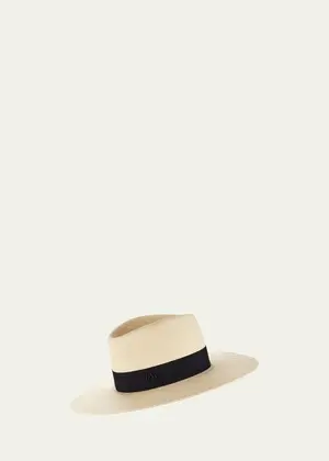 MAISON MICHEL Charles Fedora Hat - Beige/navy