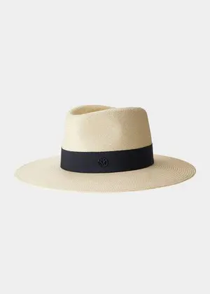 MAISON MICHEL Maison Michel Charles Fedora Hat Navy
