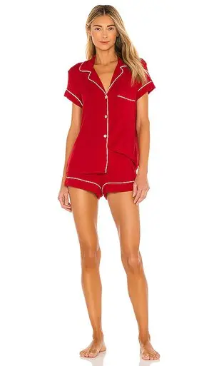 Eberjey Gisele Short Pj Set In Red - Holly Red