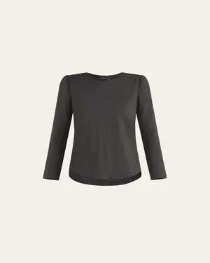 Veronica Beard Mason Long-sleeve Tee - Charcoal