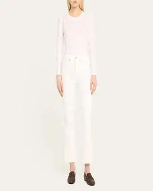 Veronica Beard Mason Long-sleeve Tee - White