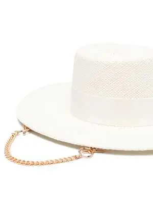 Ruslan Baginskiy Chain-embellished Boater Hat
