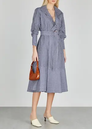 Palmer//Harding Calli Striped Cotton Wrap Dress In Navy - 66% Off |  Editorialist