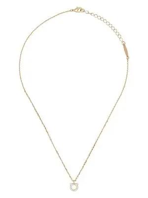 FERRAGAMO Gancini Crystal Pendant Necklace - Gold