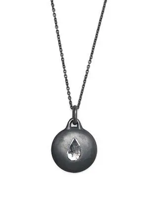 PARTS OF FOUR Disk Diamond Pendant Necklace - Black