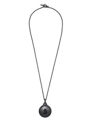 PARTS OF FOUR Disk Diamond Pendant Necklace - Black