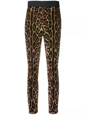 Dolce & Gabbana Leopard-print Cady Leggings - Black