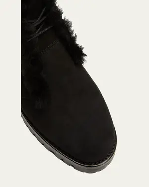 Manolo Blahnik Mircus Suede Shearling Booties
