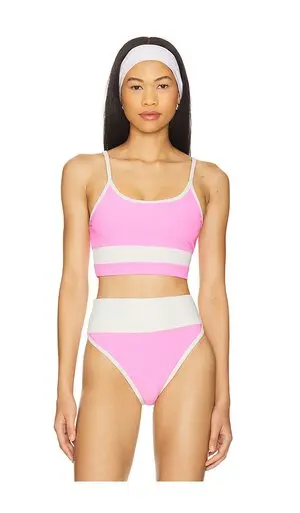 Beach Riot Eva Bikini Top Prism Pink Stripe