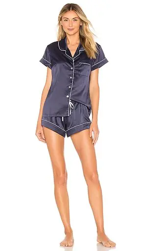 HOMEBODII Short Piping Pyjama Set - Navy