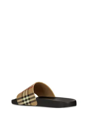 Burberry Furley Check Tech Slide Sandals - Archive Beige