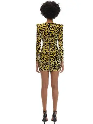 Alex Perry Jax Leopard Print Velvet Mini Dress
