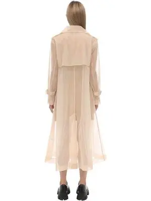 Simone Rocha Classic Sheer Tulle Trench Coat In Nude - 65% Off