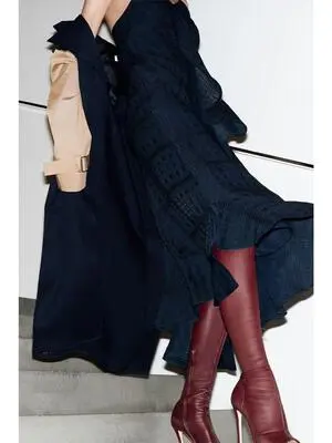 Victoria Beckham Textured Ruffled Viscose Midi Dress