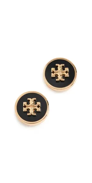 Tory Burch Icon Enamel Stud Earrings - Tory Gold/black