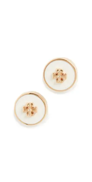Tory Burch Icon Enamel Stud Earrings Tory Gold/new Ivory