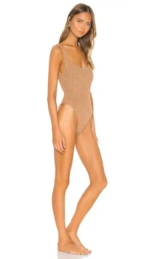 Hunza G Classic Square Neck One Piece - Metallic Cocoa