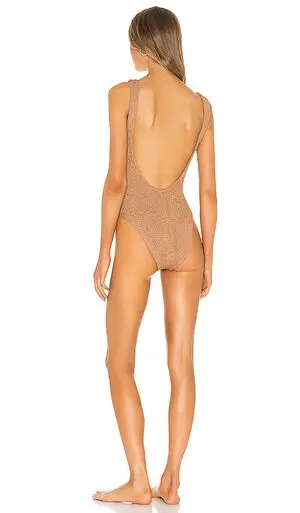Hunza G Classic Square Neck One Piece - Metallic Cocoa