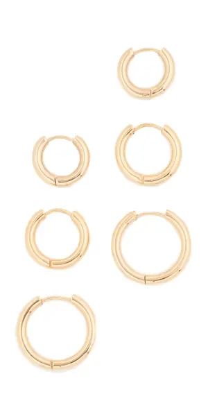 Shashi Triples Hoop Earrings - Yellow Gold