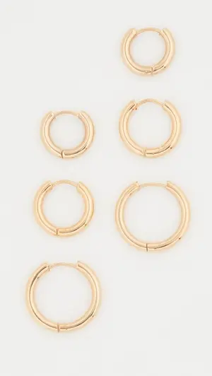 Shashi Triples Hoop Earrings - Yellow Gold