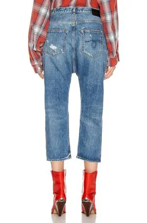 R13 Tailored Drop Slim Crop Leg Denim - Bain Blue