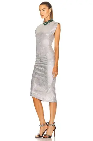 Rabanne Metallic Midi Dress - Silver