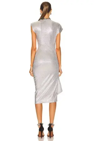Rabanne Metallic Midi Dress - Silver