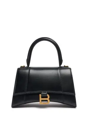Balenciaga BALENCIAGA Small Hourglass Leather Top Handle Bag - Black