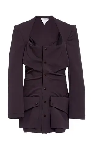 Bottega Veneta Gathered Gabardine Blazer - Brown