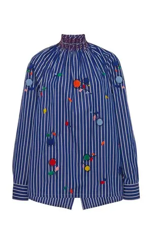 Prada Embroidered Smocked Top