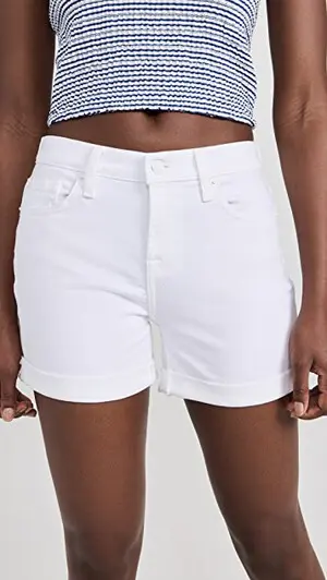7 For All Mankind Mid-roll Denim Shorts - White