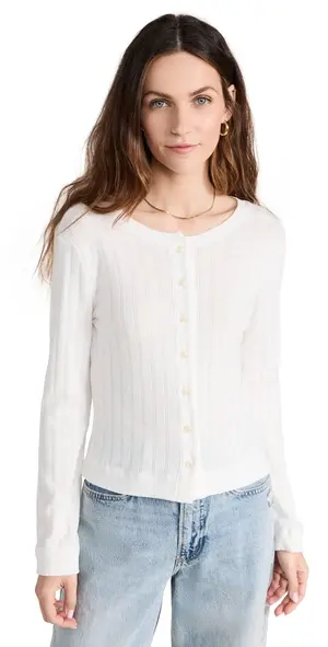 LESET Classic Pointelle Knit Cardigan